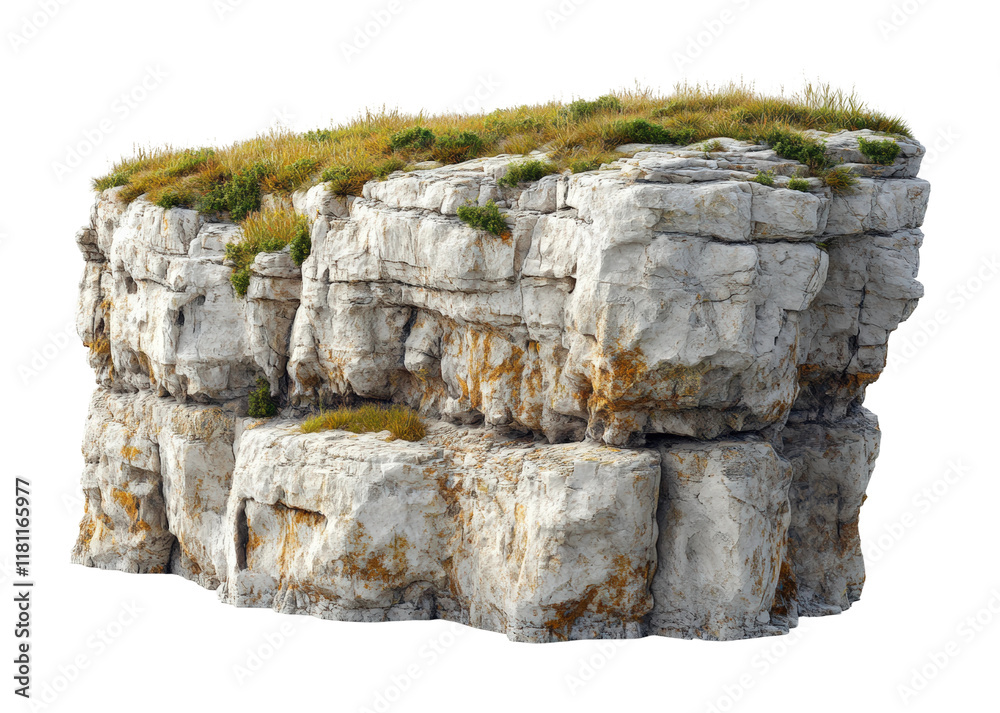 Majestic rocky cliff with grass on top nature landscape high fidelity ...