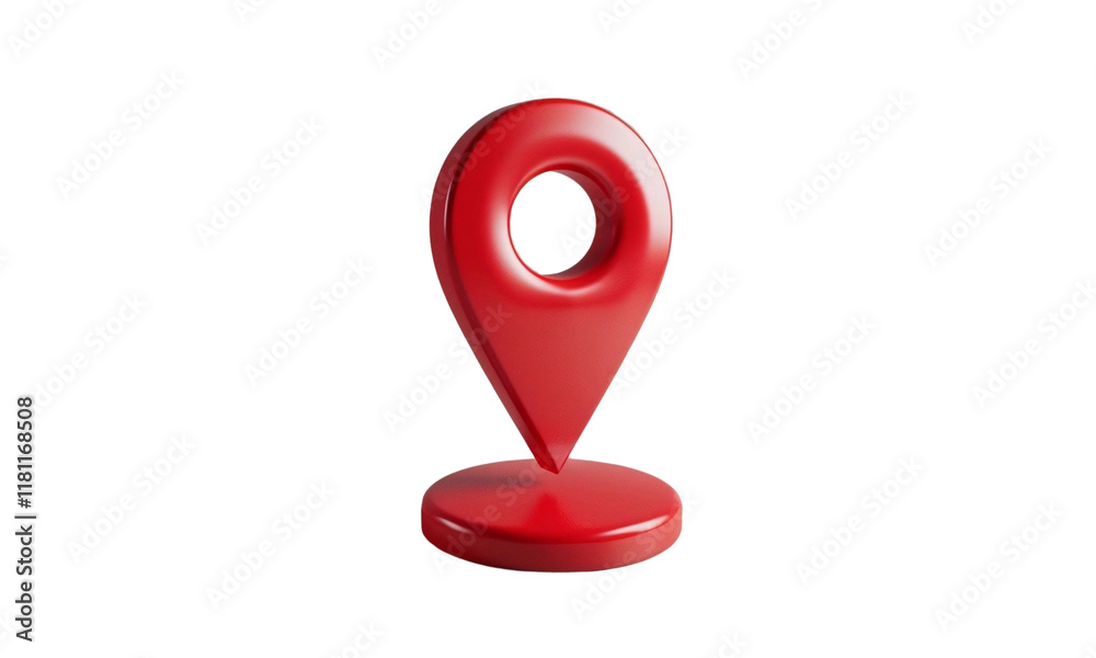 Red 3D Location Pin: A vibrant and eye-catching red 3D location pin ...