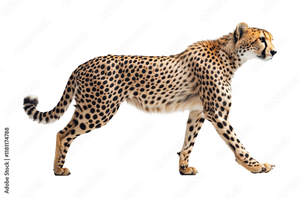 Cheetah walking in profile on wildlife high fidelity natural ...