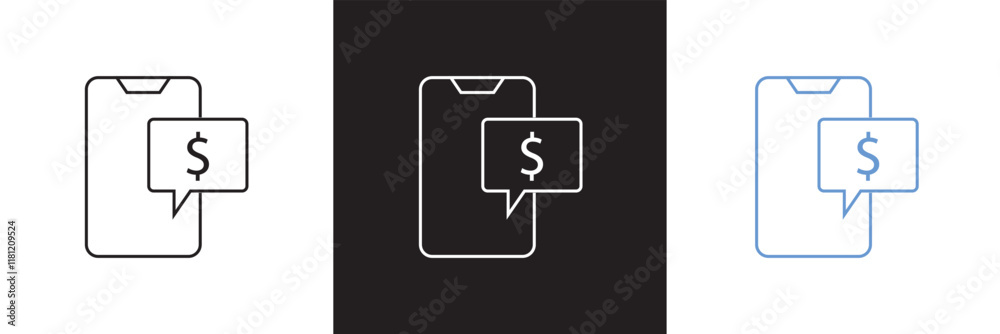 Mobile payment icon, simple banking transaction by phone flat design ...