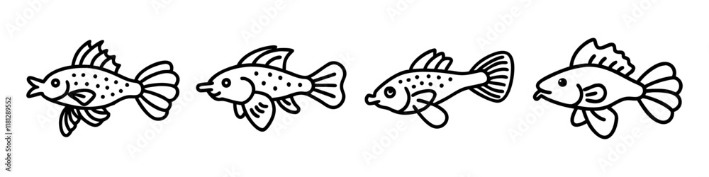 Image vectorielle Stock bristlenose pleco fish icon, fish line art ...