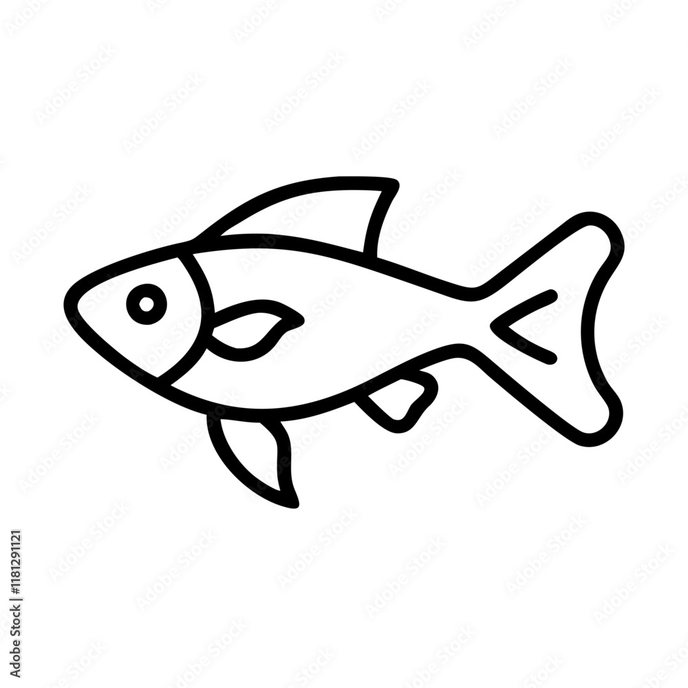 molly fish icon, fish line art, fish vector - simple black line art ...