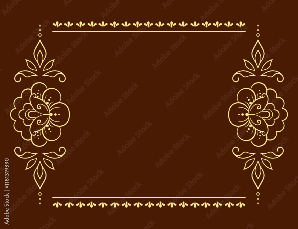 Frame in eastern tradition. Stylized with henna tattoos decorative ...