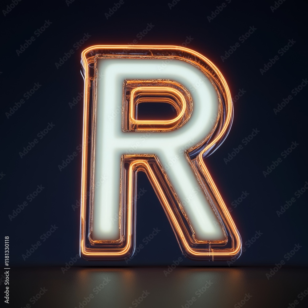 Glowing neon light letter R symbol. Alphabet word sign symbol. For ...