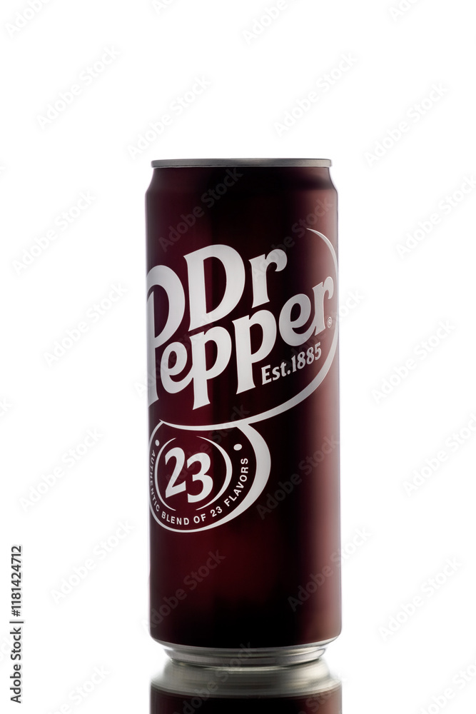 MINSK, BELARUS - January 8, 2025: Can of Dr Pepper soft drink. Dr ...