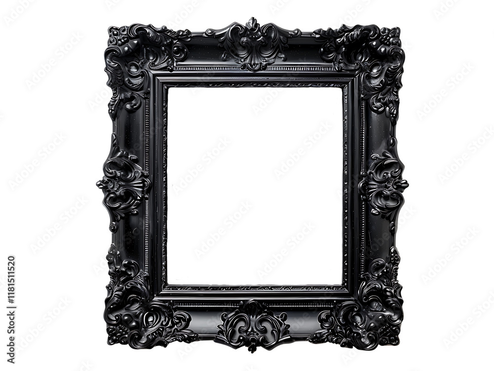 antique picture border frame isolated on transparent background or ...