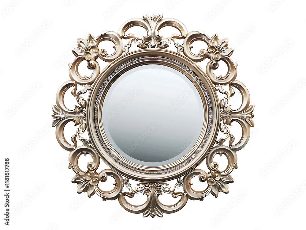 antique mirror frame isolated on transparent background or white ...