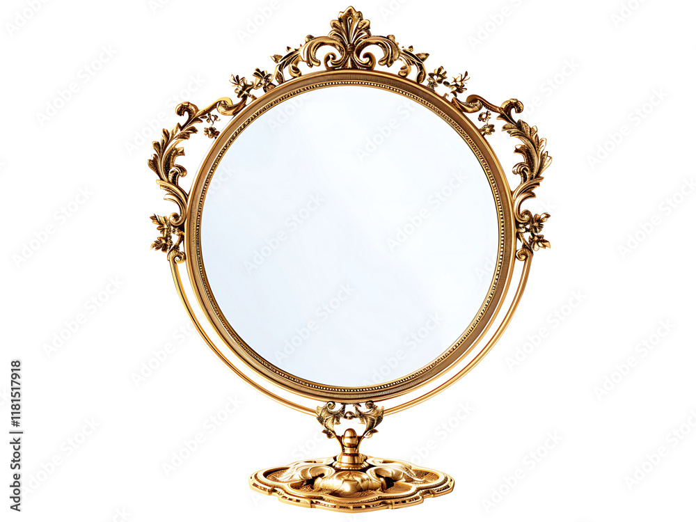 antique mirror frame isolated on transparent background or white ...