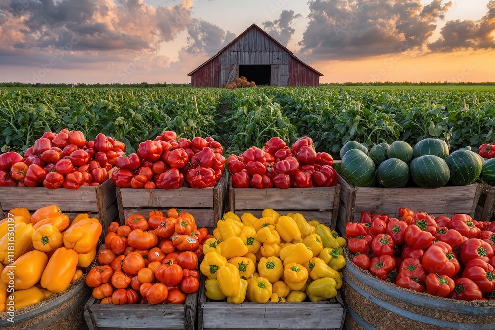 Fruits and vegetables bring colorful farm-to-table freshness. Vibrant ...