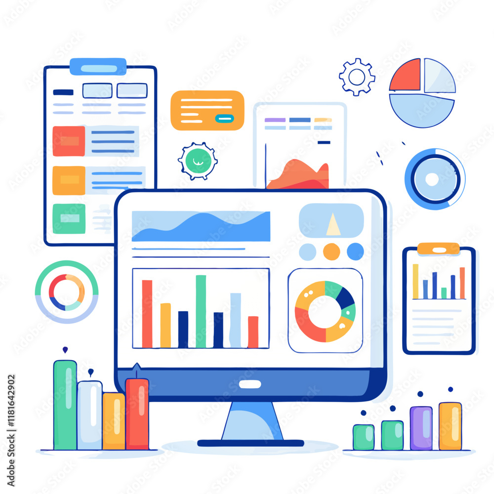 Project dashboard showcases real-time metrics with colorful charts and ...