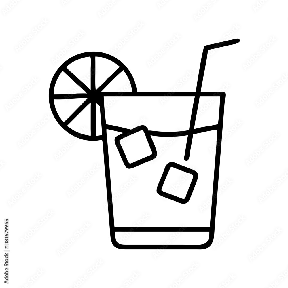 Image vectorielle Stock gin and tonic icon, drinks line art, drinks vector - simple black line ...