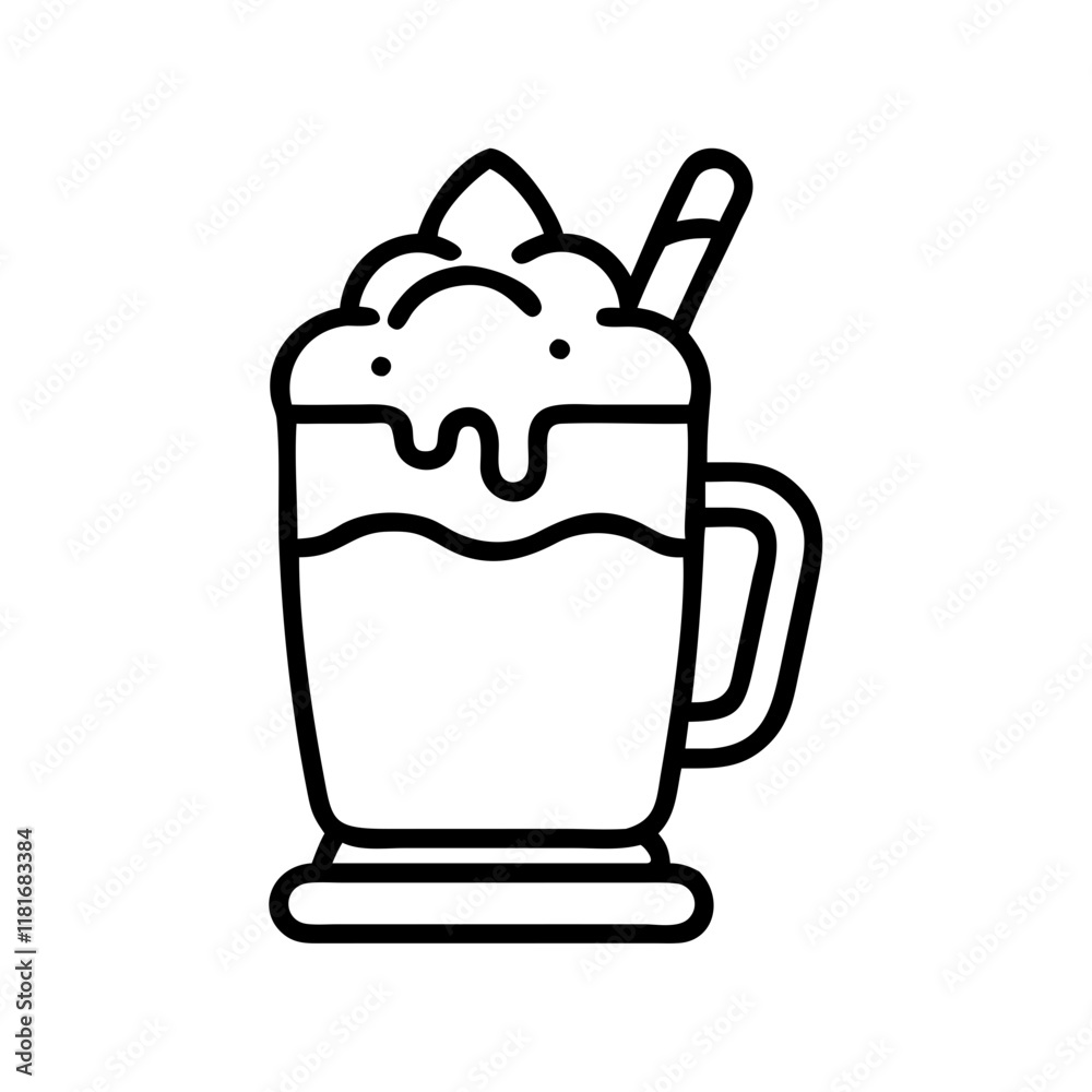 root beer float icon, drinks line art, drinks vector - simple black ...