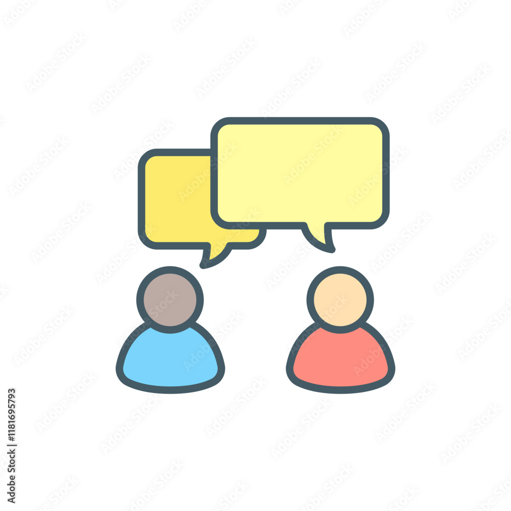 Talk icon. Simple filled outline style. People, two, person, 2, dialog ...