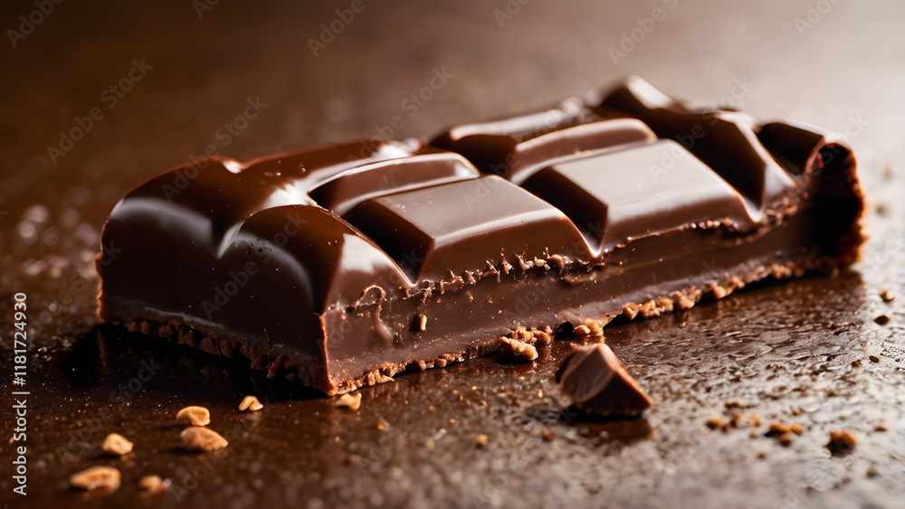 Chocolate square pieces broken off of chocolate bar, various types of ...