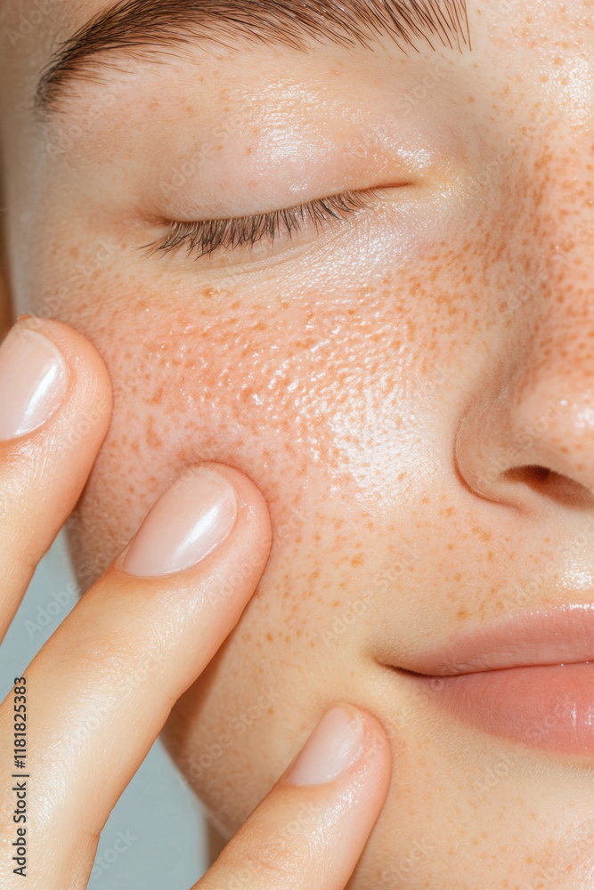 People with acne Close-up of a woman's face showcasing healthy, radiant ...