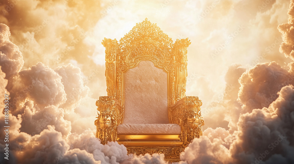 majestic golden throne of god in heaven in the sky surrounded white ...