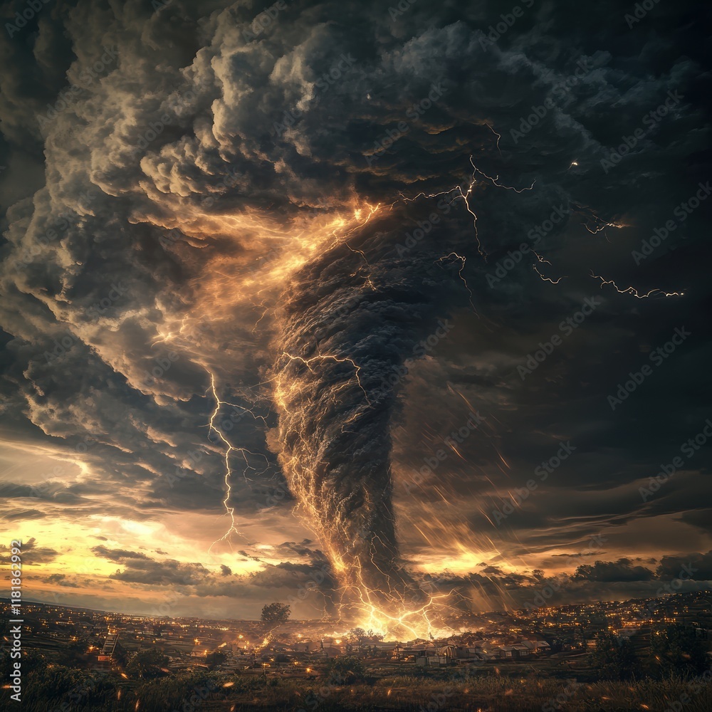 Tornado formation open plains gigapixel render dramatic skies ground ...