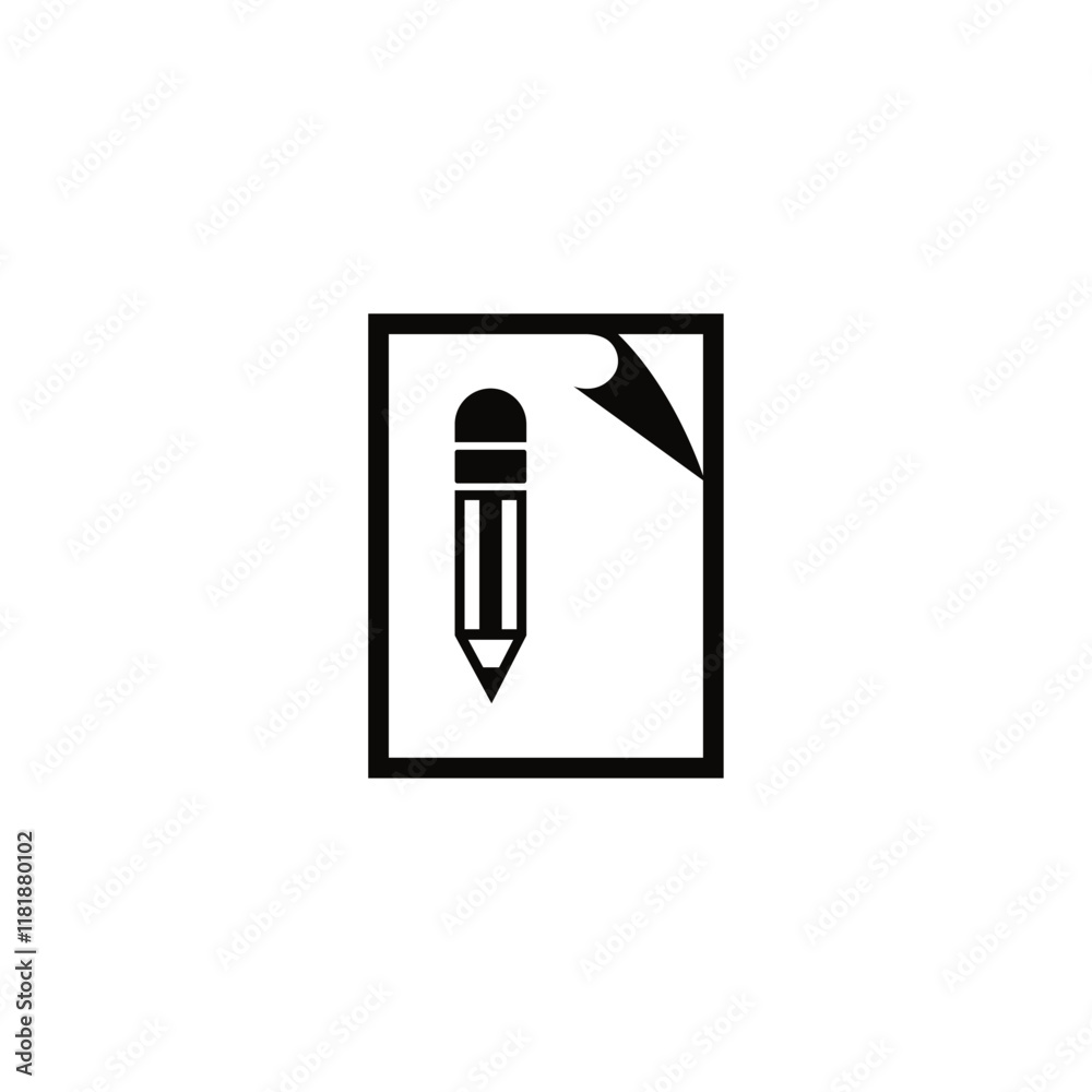 Sleek edit document icon featuring a pencil and paper for easy content ...