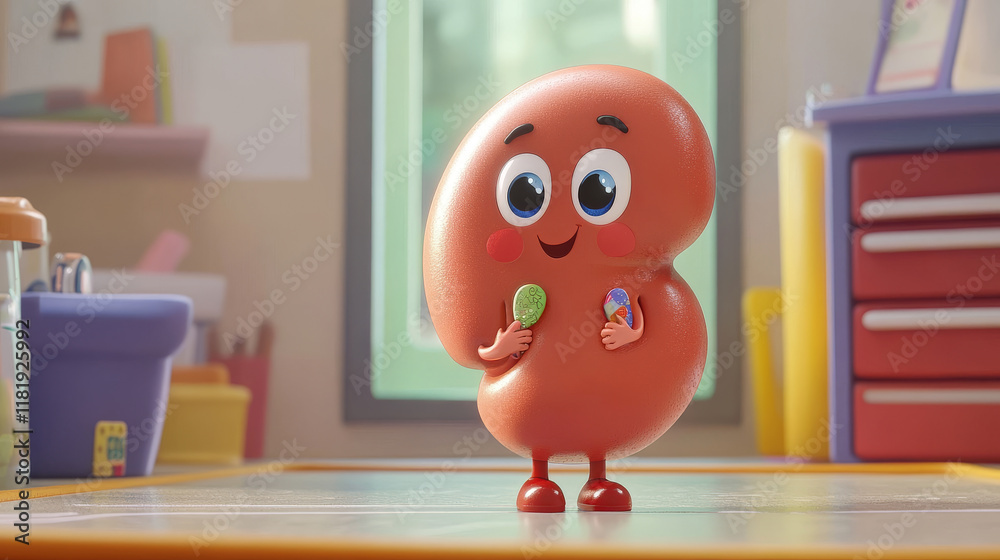 Groovy human kidney character. Isolated cartoon vector anatomical ...