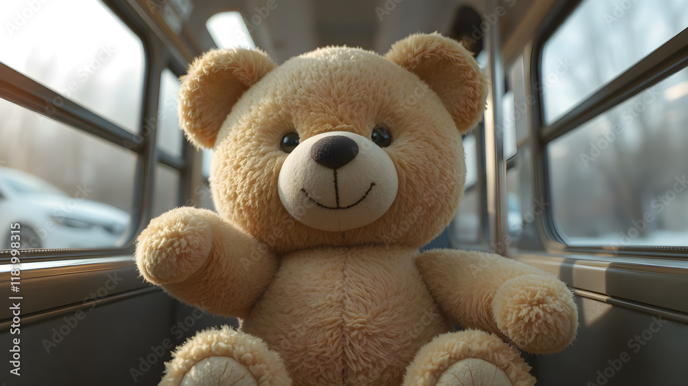 Cute teddy bear in the bus, unreal engine render, 8k, cinematic Stock ...
