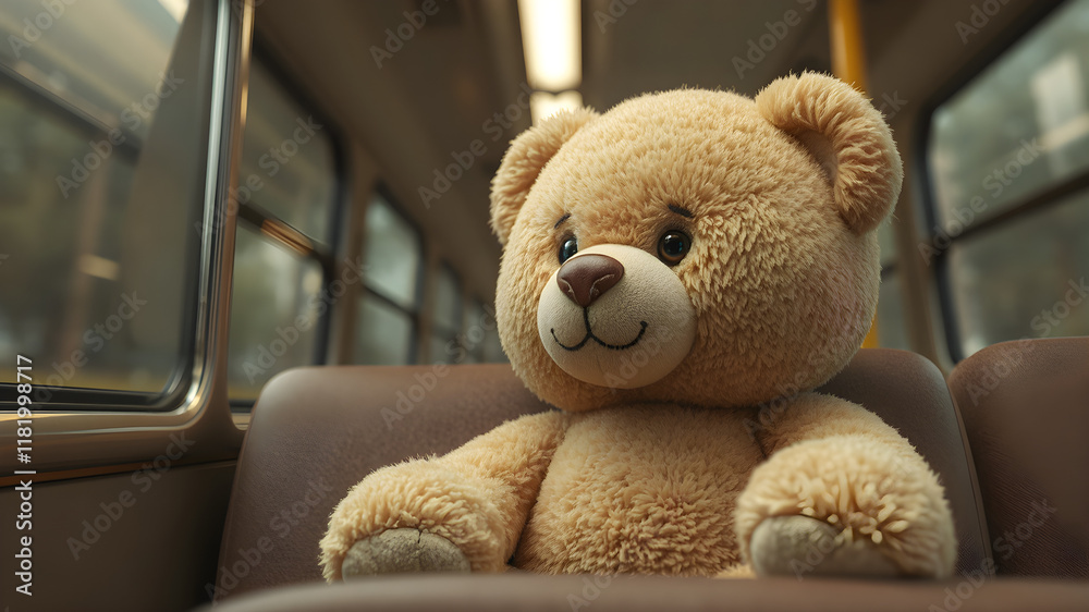 Cute teddy bear in the bus, unreal engine render, 8k, cinematic Stock ...