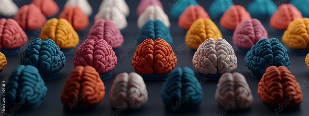 Foto de Stock Vibrant 3D Depiction of Brainwave Patterns in Different ...