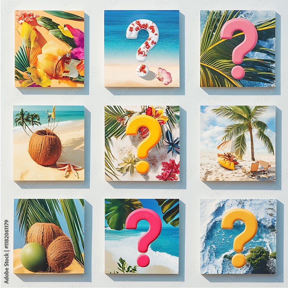 Tropical Vacation Puzzle: A Pixel Art Collage of Beach Scenes and ...