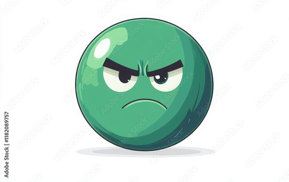 Clip art illustration of a sad green emoji, with a sad face expression ...