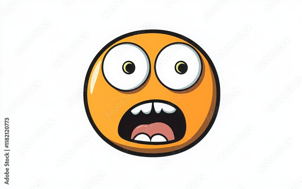 Vector illustration of a shocked face emoji, with wide eyes and an open ...