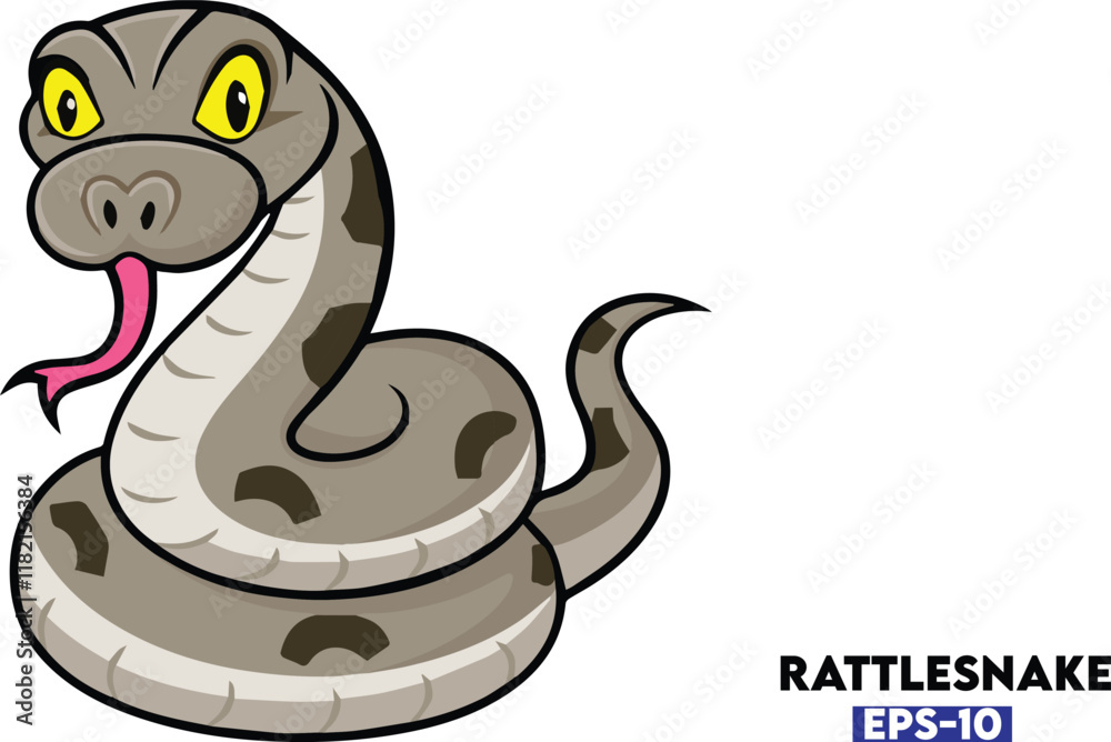 Venomous dangerous snake vector isolated on white background. yellow ...