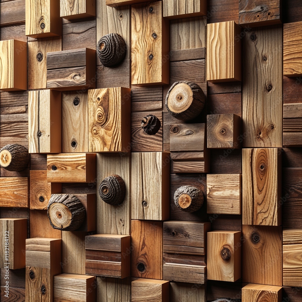 Elegant 3D Timber Wall Design with Natural Wooden Tiles, Modern ...