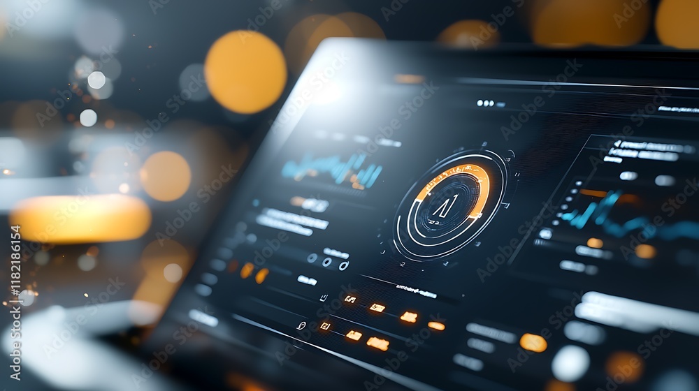 Futuristic virtual dashboard interface displaying live data ...