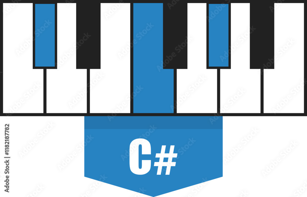 C# major chord diagram on piano keys Stock Vector | Adobe Stock
