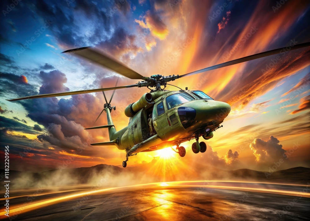 Stock-Illustration „Immersive combat helicopter simulation: 3D ...