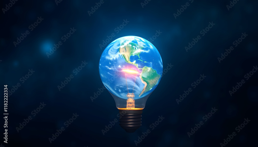 Earth hour background. Blue planet earth in space in a glowing light ...