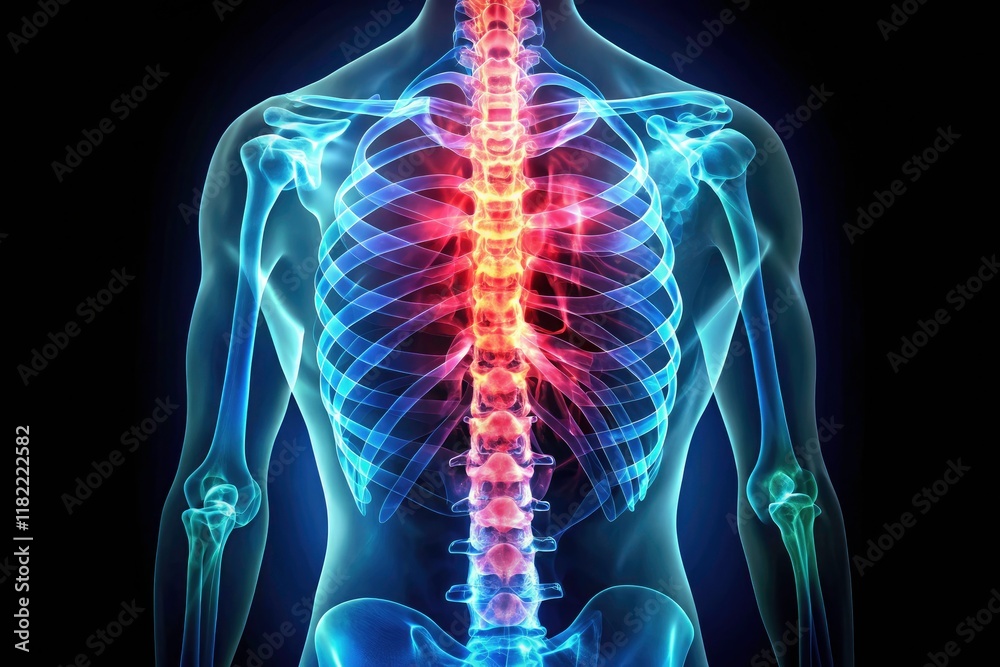 Ilustración de Stock Medical imaging (X-ray) shows scoliosis: abnormal ...