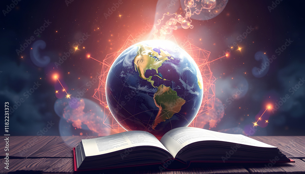 magical, earth, globe, world, planet, books, magic, , Generative, AI ...