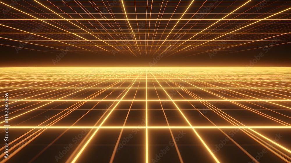 Dynamic light grid animation virtual space digital art futuristic ...
