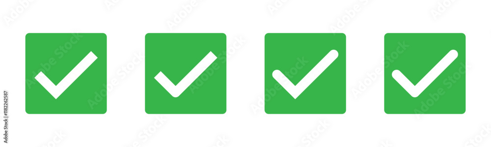 Stock-Vektorgrafik „check box icon with correct, accept checkmark icons green tick box, check ...