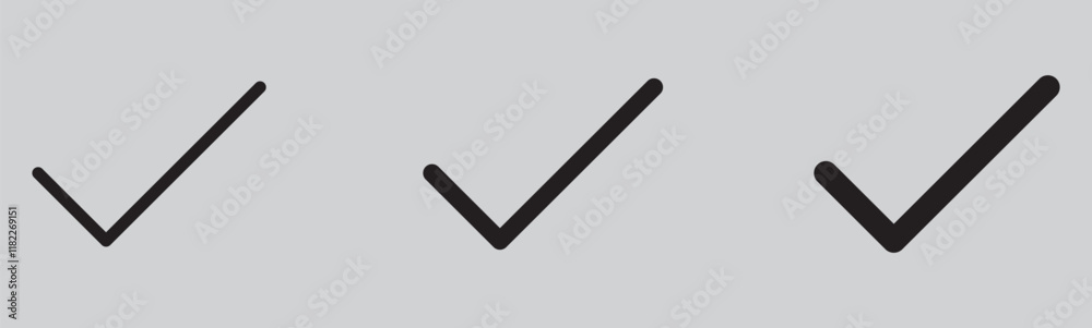 Check mark icon symbols vector. Checkbox Icon. Black Tick Mark Check Box Accept Checklist ...
