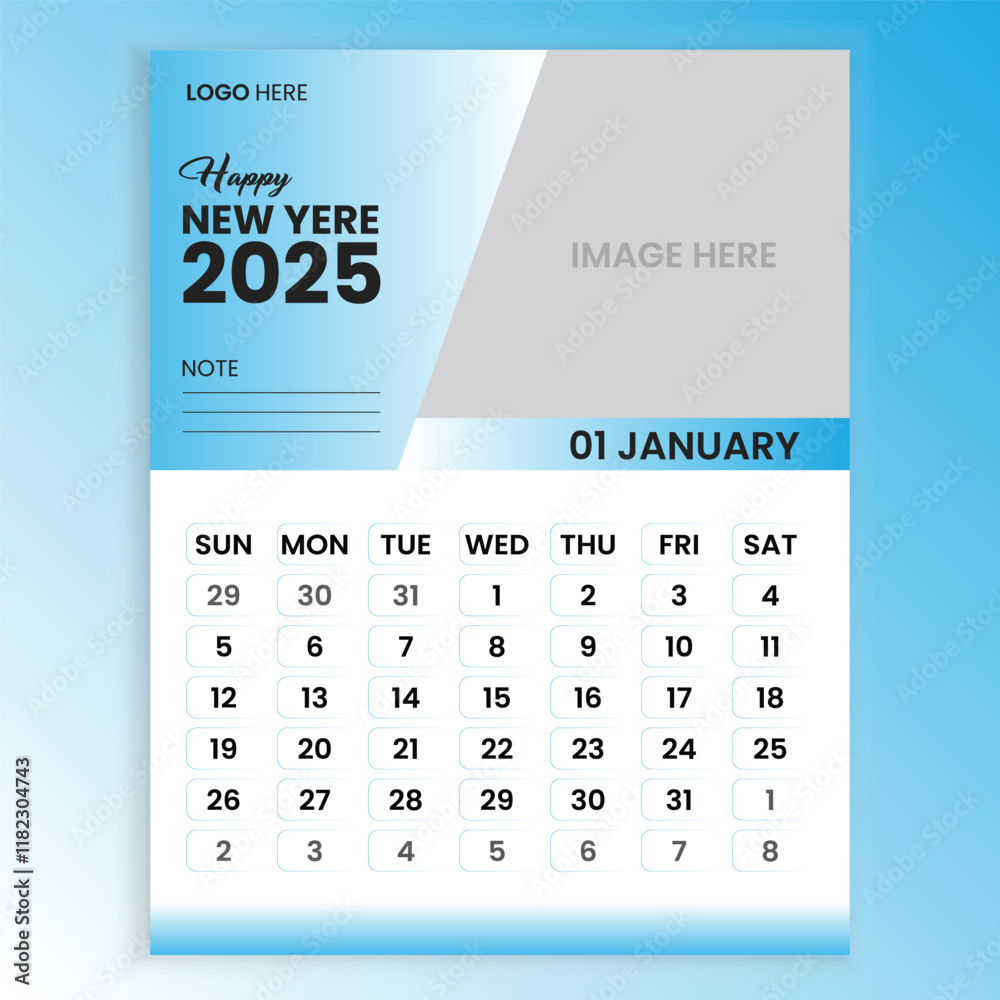 2025 Editable Calendar Template | Vector AI, EPS, PDF | Professional ...