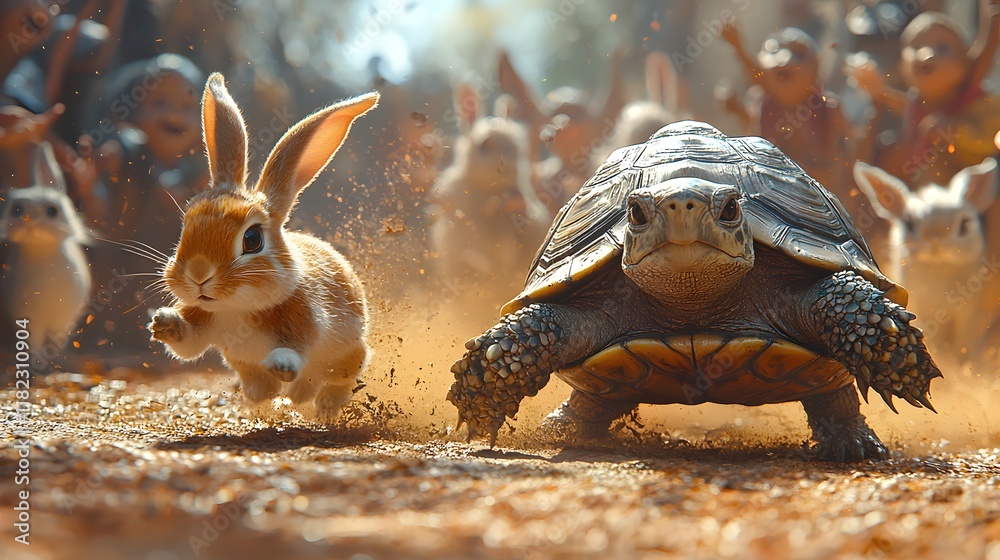 Photo Stock 3D Illustration - The Tortoise and the Hare Race ...