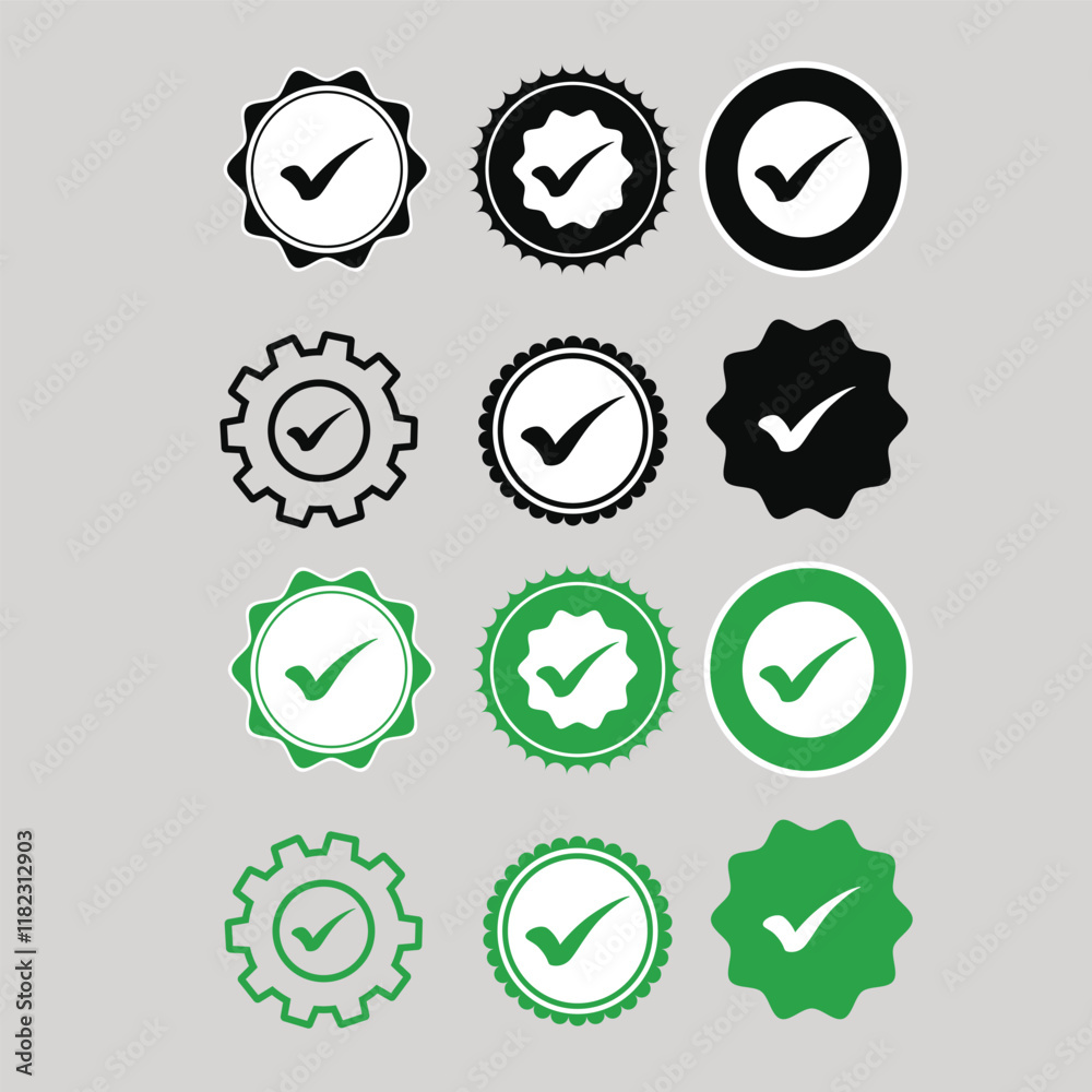 checkmark silhouette green old new tick symbols, checklist signs ...