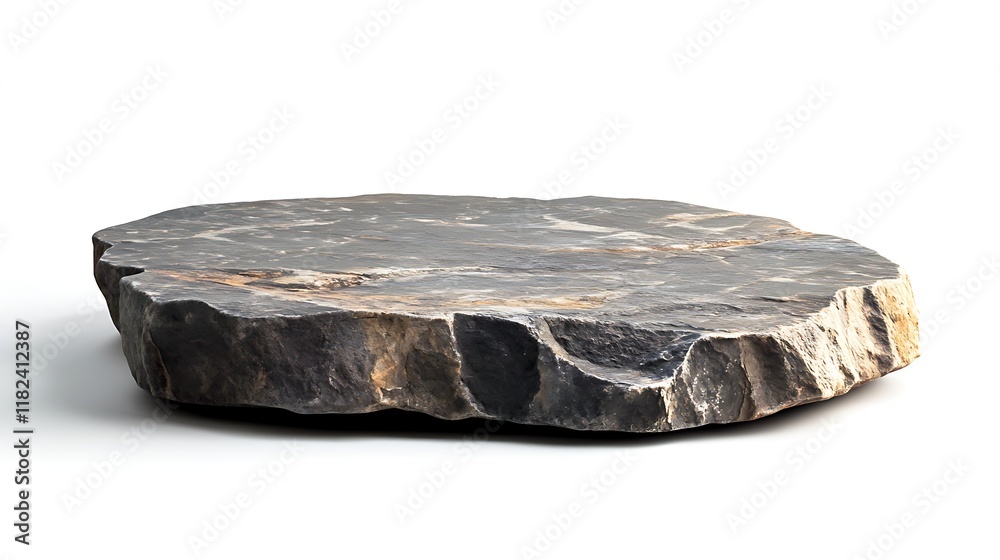 Photo Stock Flat rock podium for product display isolated on white ...