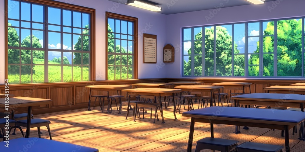 2D animation high school classroom Stock Illustration | Adobe Stock