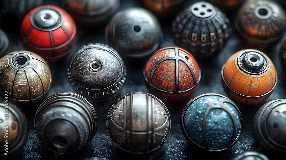 Metallic Sphere Collection 3D Render: Futuristic Orbs, Textured Spheres ...