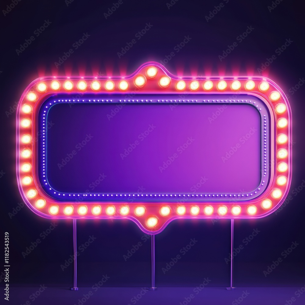 Purple LED cinema marquee sign mock-up featuring editable design ...