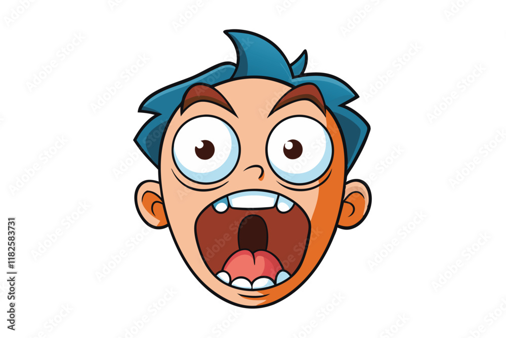 Exaggerated cartoon expression of fear and shock featuring wide eyes ...