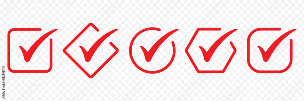 Vector de Stock Check mark icons set. Check marks symbol collection. Circle and square tick ...