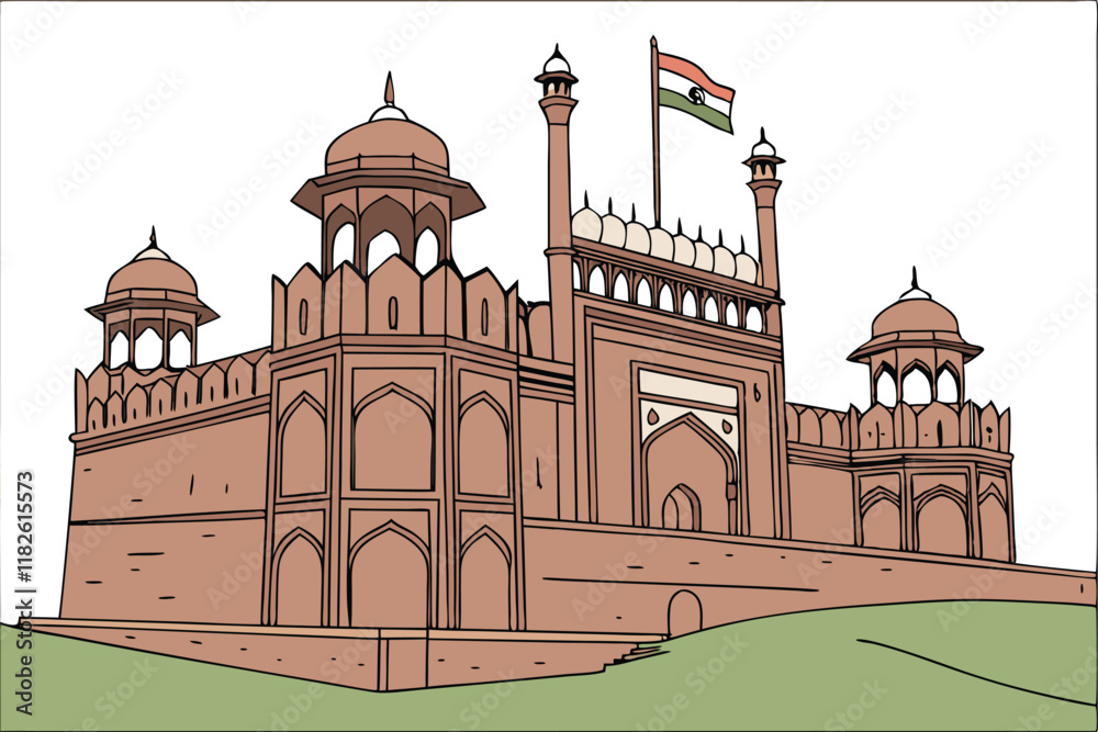 Red Fort, Delhi, iconic Indian architecture, symmetrical design, domed ...